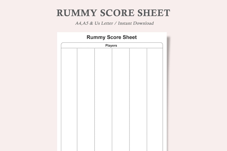 Rummy Score Sheet,game Score Card,gin Rummy,rummy Log,gaming Tracker ...