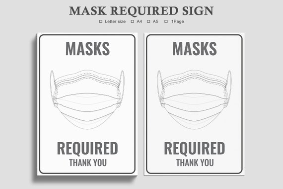 Masks Required Printable Signface Mask Required | Etsy