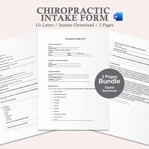 Chiropractic Intake Form,chiropractic Intake Paperwork,editable ...
