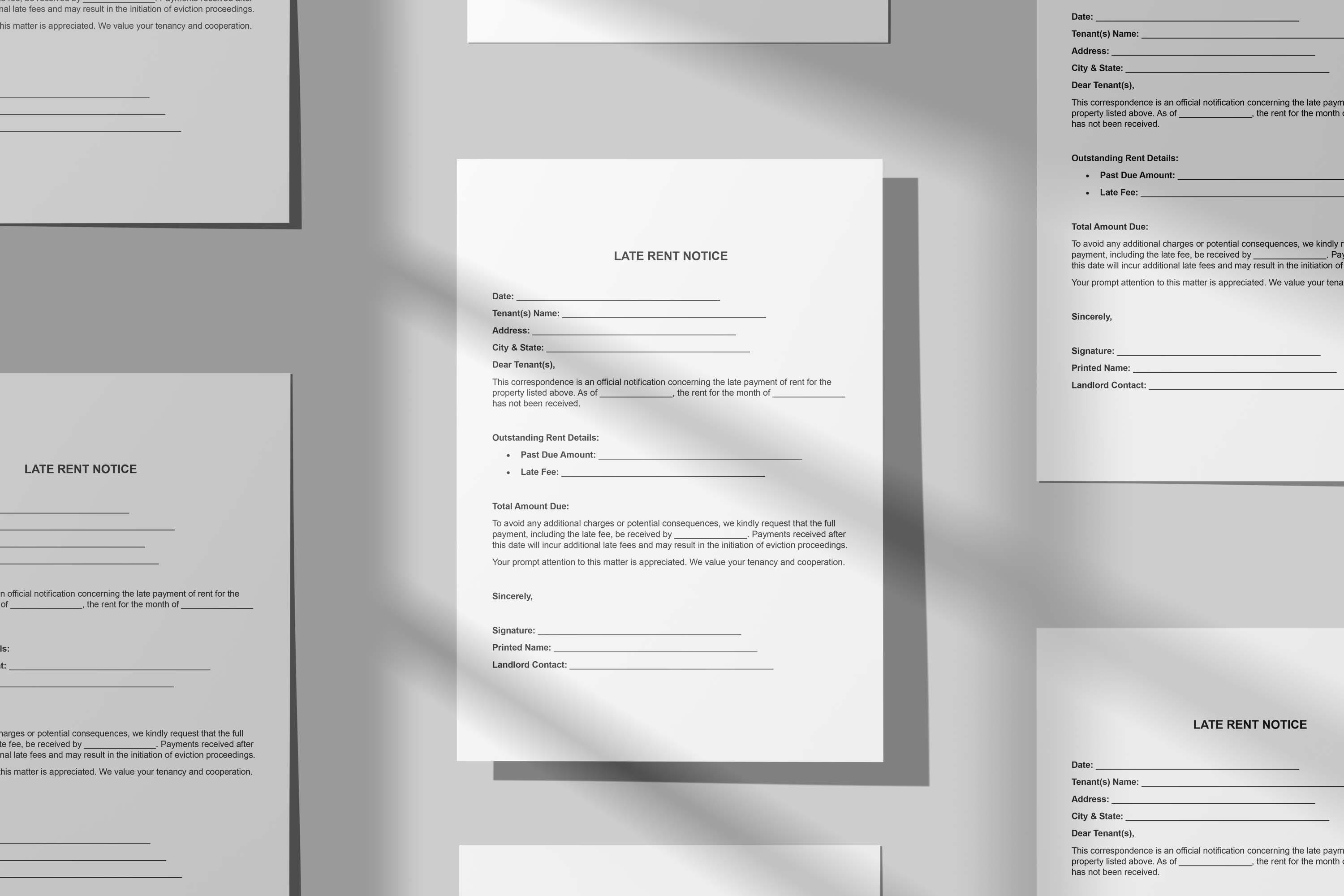 Late Rent Notice,late Rent Notice Template,past Due Rent Notice ...