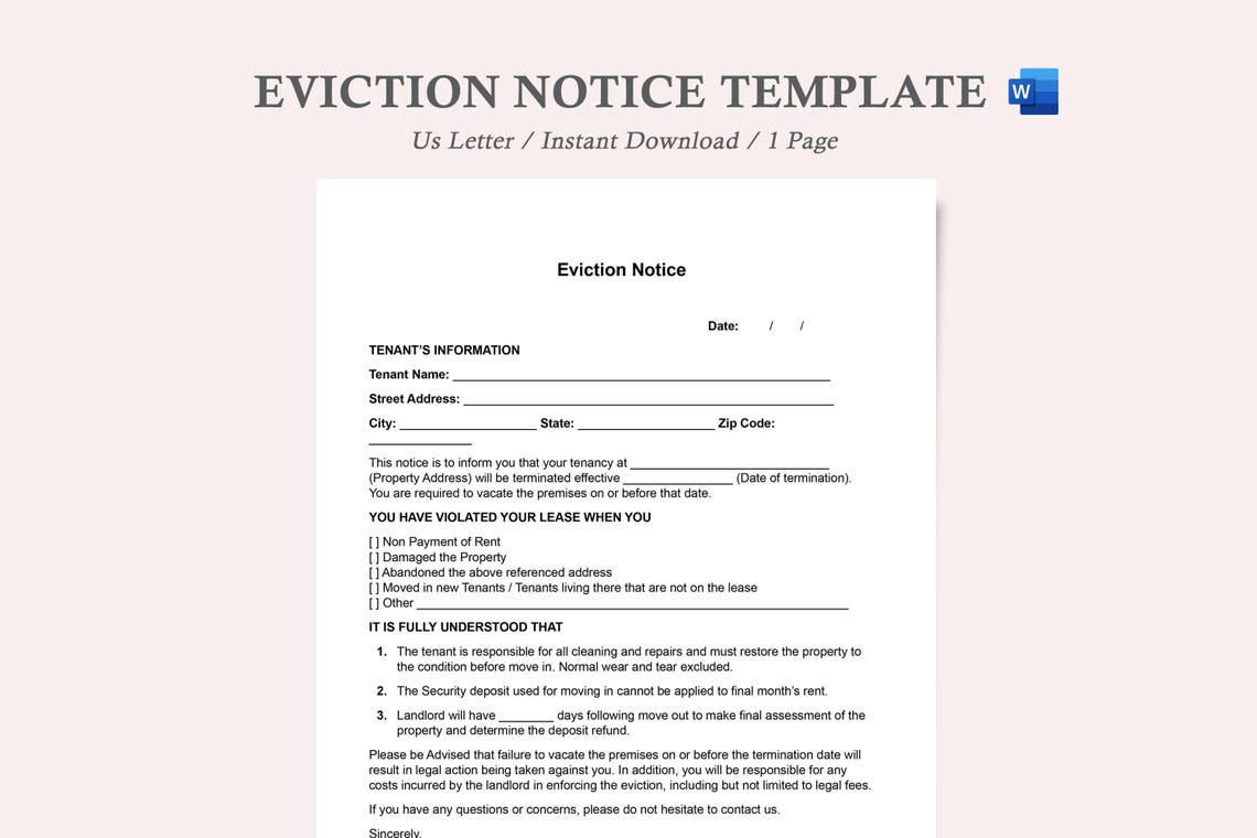 Template of Eviction Notice,printable Eviction Notice Form,eviction ...