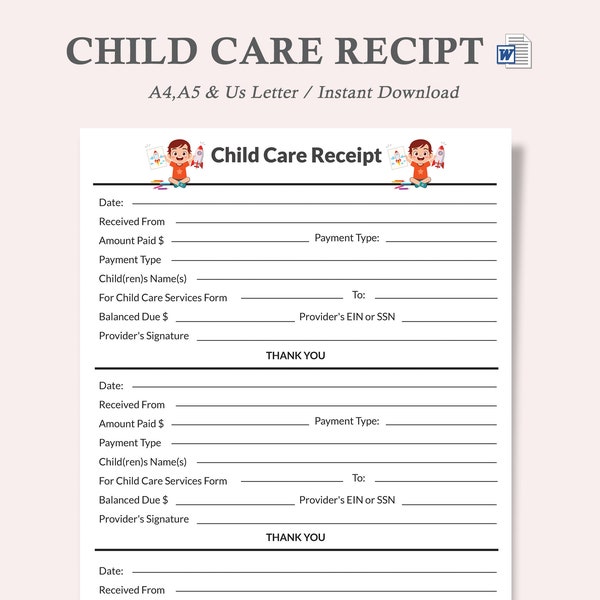 Daycare Payment Form - Etsy