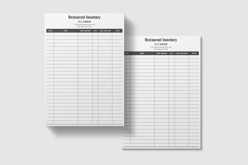 Restaurant Inventory List,restaurant Inventory Sheet,restaurant ...