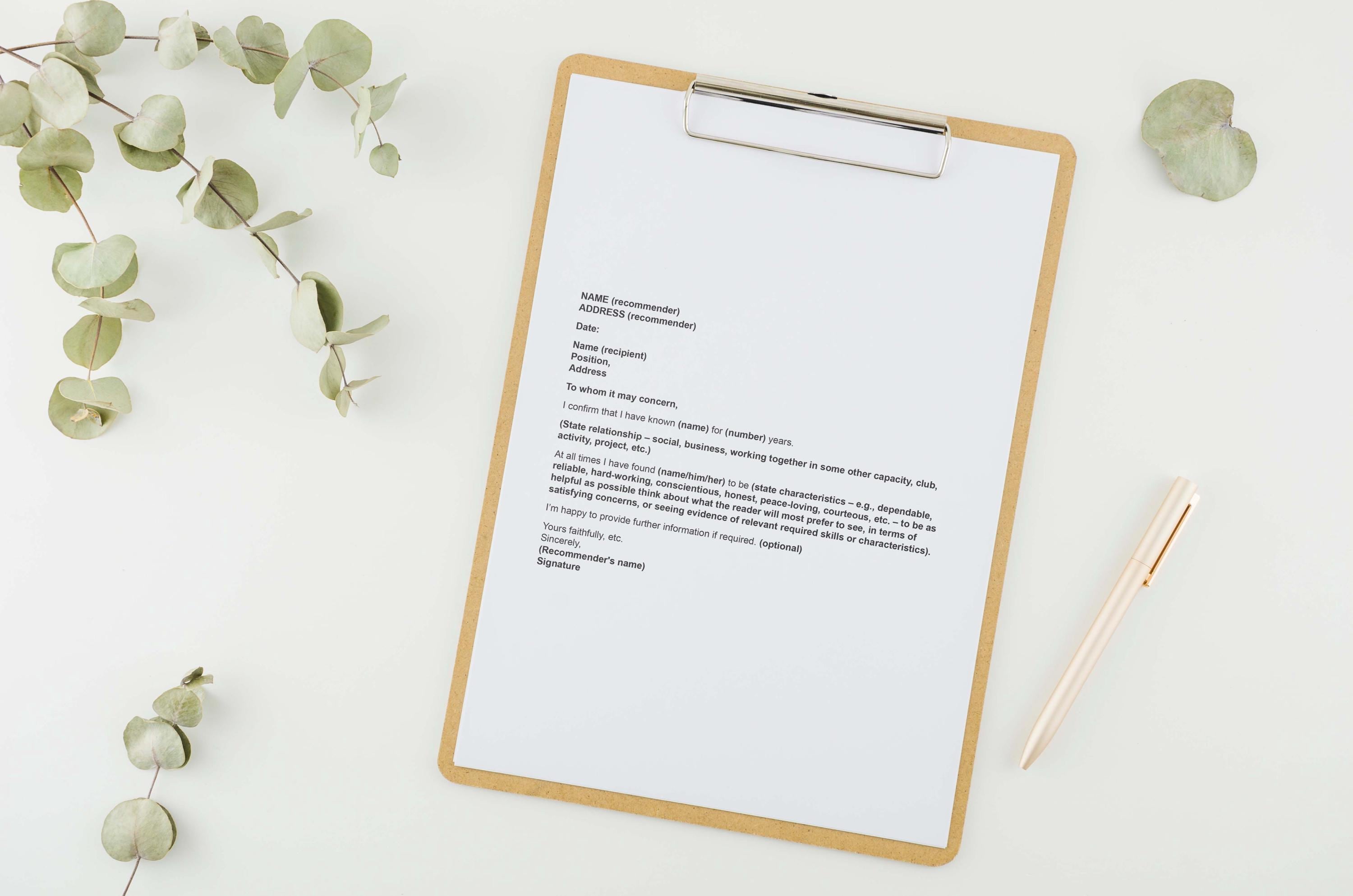 Personal Reference Letter Template,personal Reference Letter,format for ...