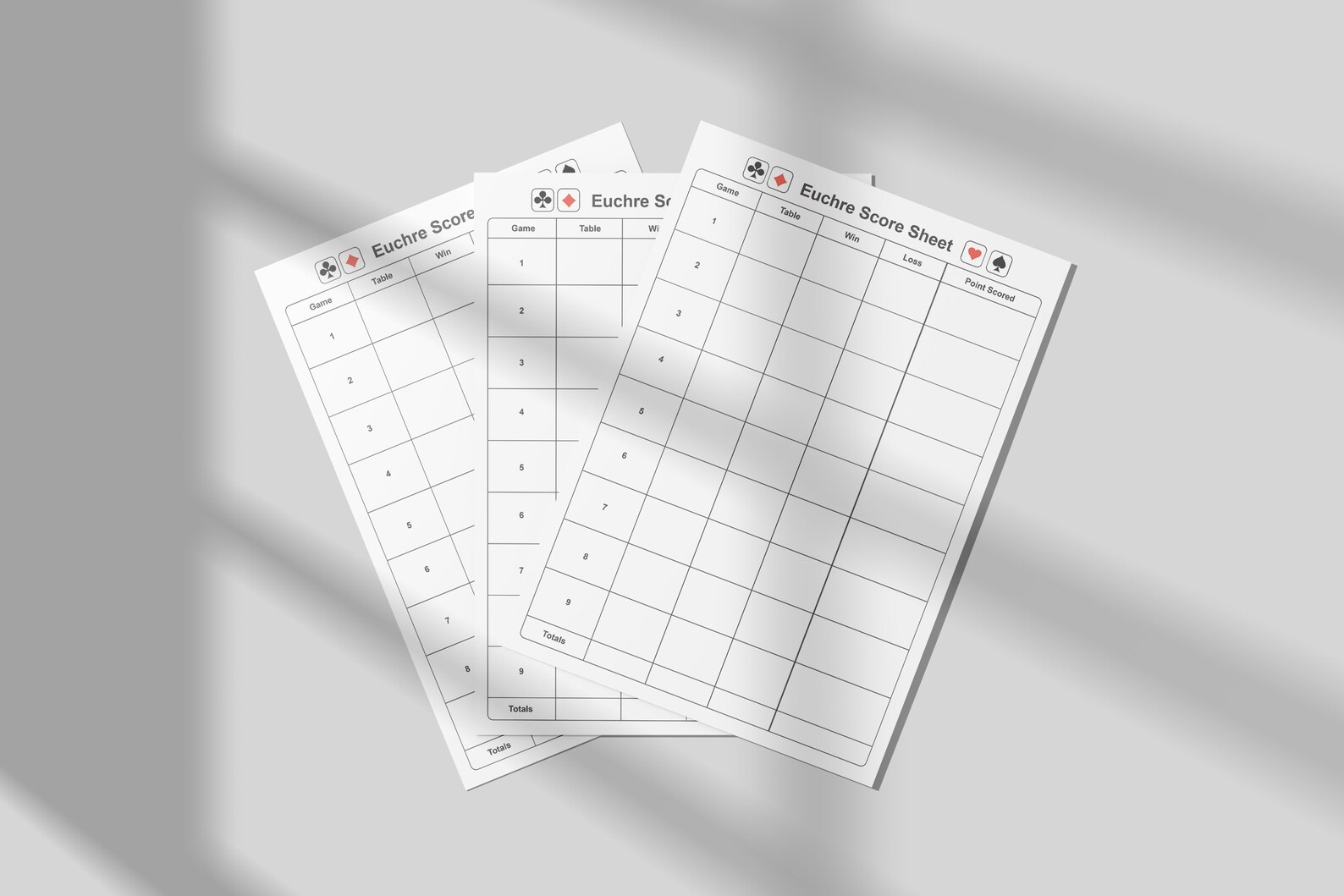 Euchre Score Sheet,euchre Score Cards Printable,euchre Tournament Score ...