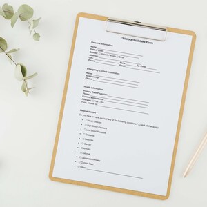 Chiropractic Intake Form,chiropractic Intake Paperwork,editable ...