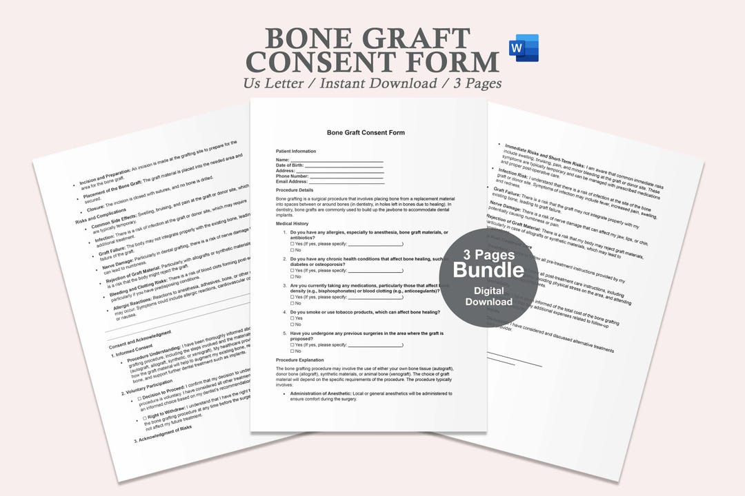 Bone Graft Consent Form,consent Form for Bone Graft,dental Bone Graft ...
