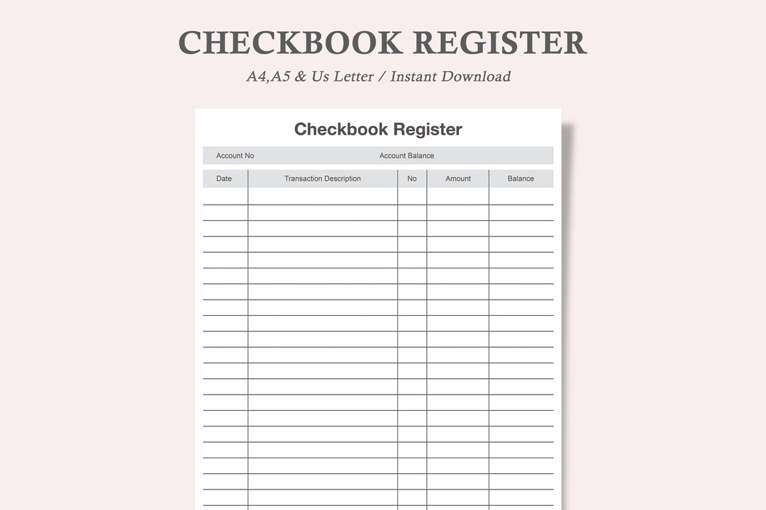 Checkbook Register,checkbook Tracker, Financial Planner, Financial ...