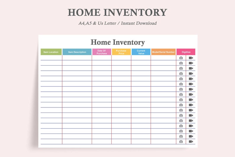 Home Inventory,home Organization,home Management,home Binder,home ...