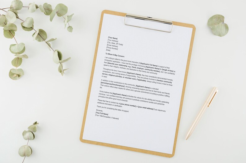 Character Reference Letter,character Reference Template,character ...