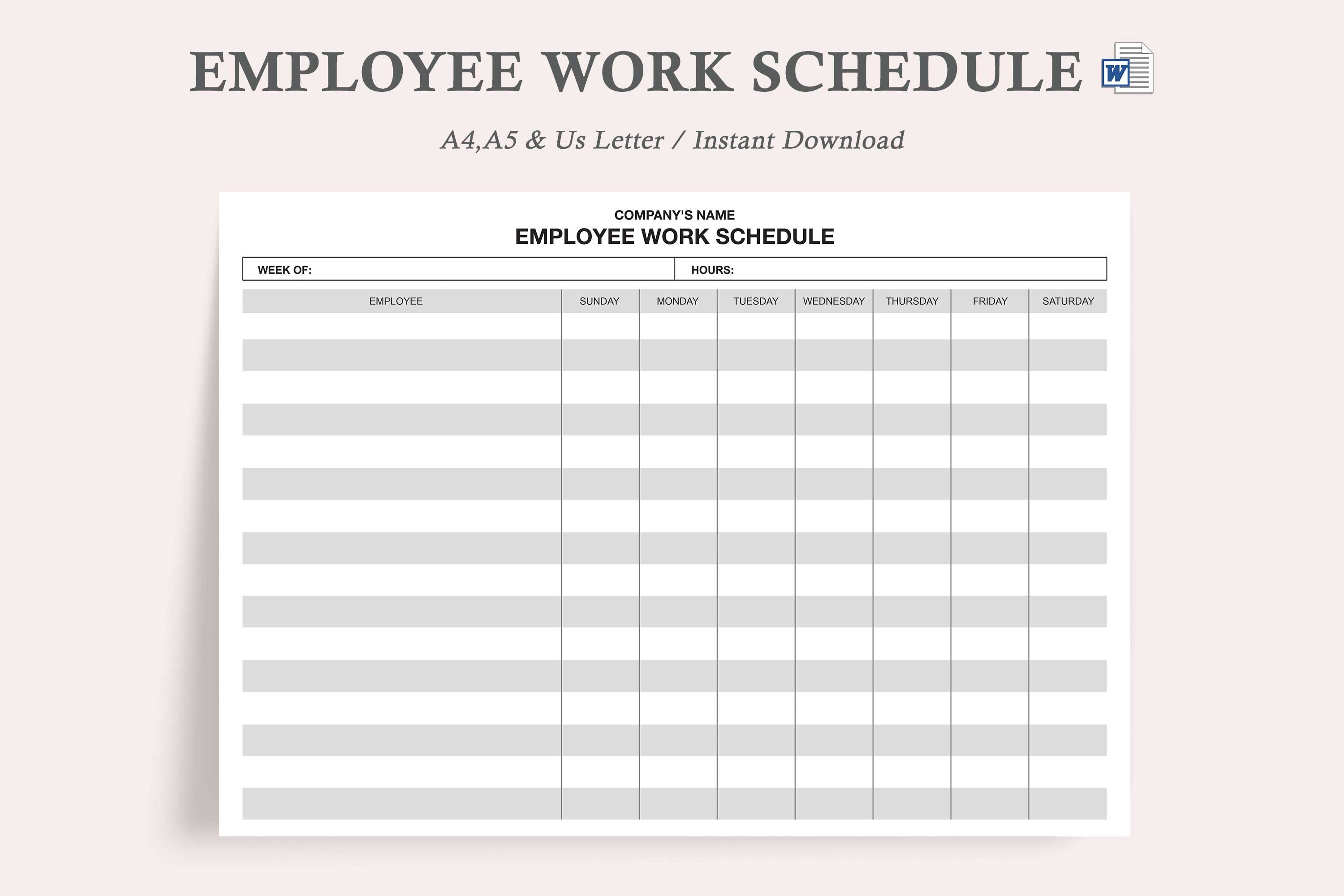 Blank Work Schedule