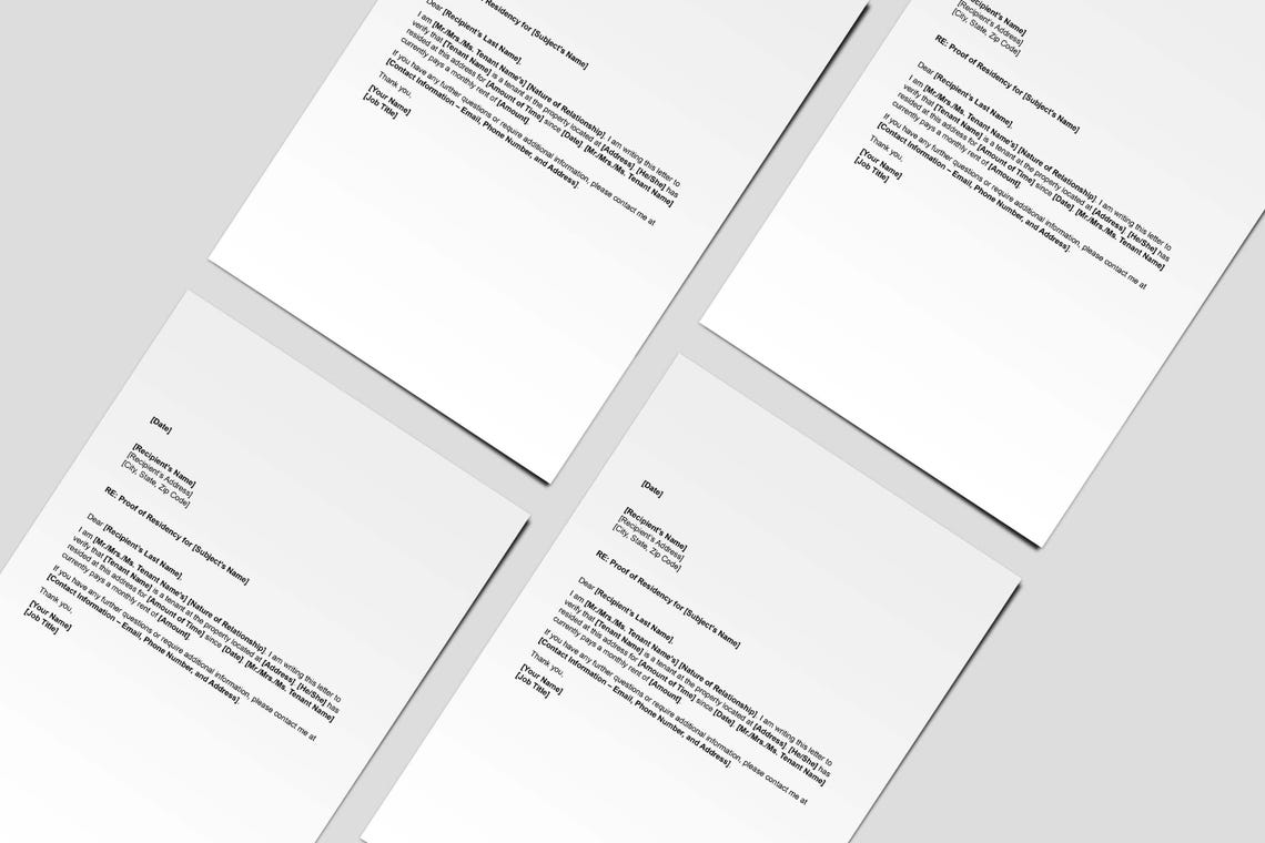 Proof of Residency Letter,letter of Residency,proof of Address Letter ...