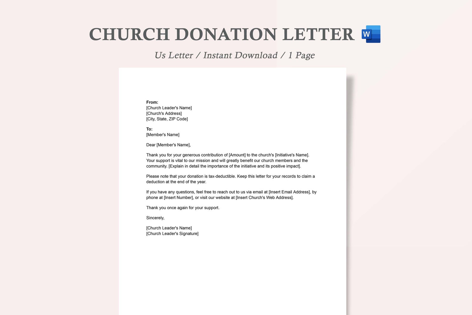 Church Donation Request Letter,church Donation Letter,sample Church ...