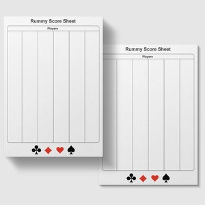 Rummy Score Sheet,game Score Card,gin Rummy,rummy Log,gaming Tracker ...