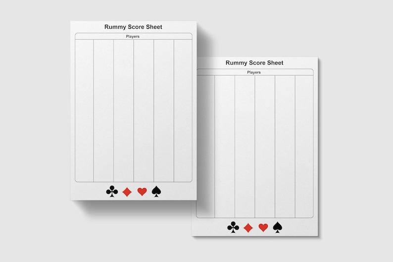Rummy Score Sheet,game Score Card,gin Rummy,rummy Log,gaming Tracker ...