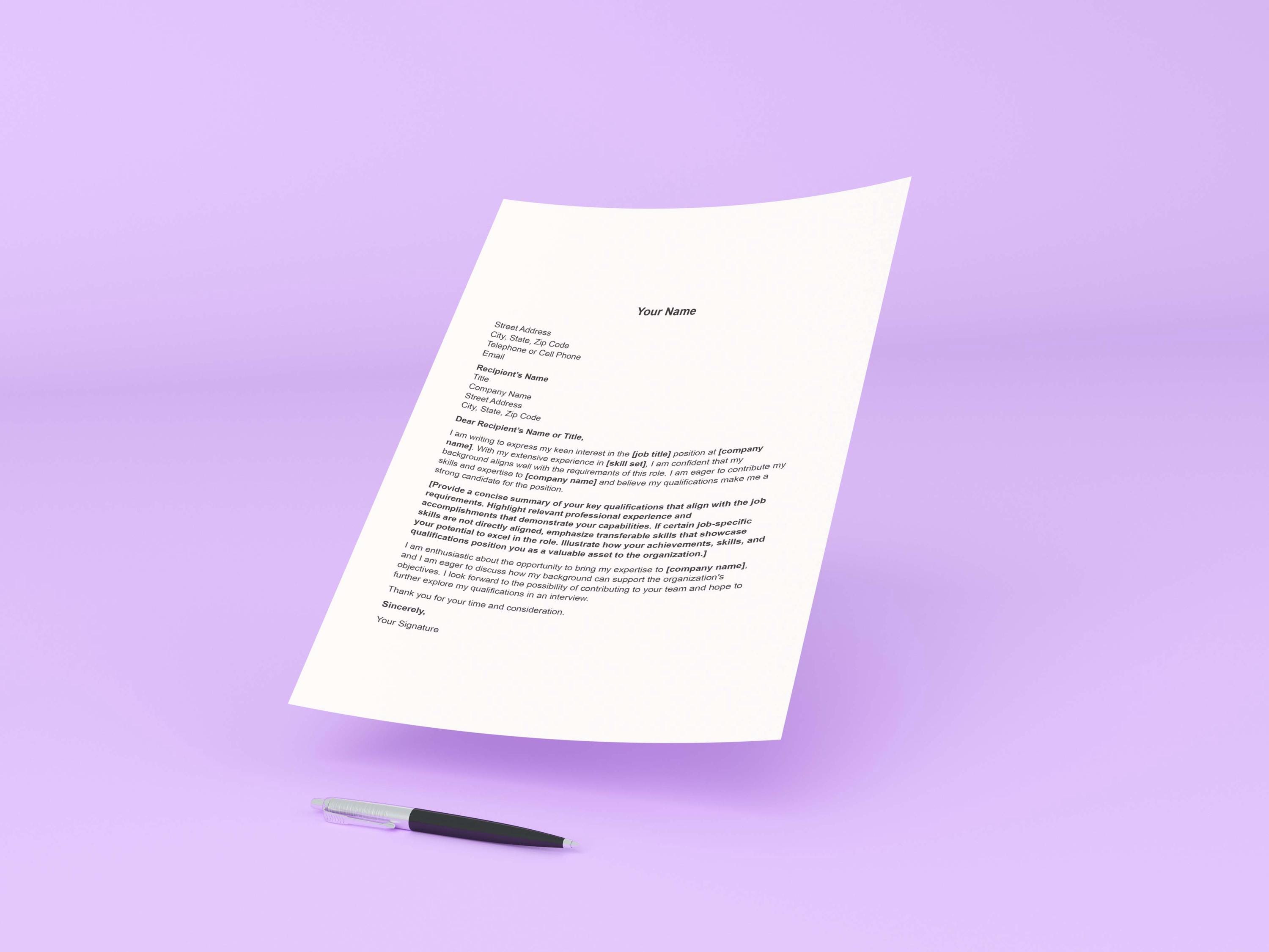 Basic Cover Letter,cover Letter Template,simple Cover Letter,cover ...