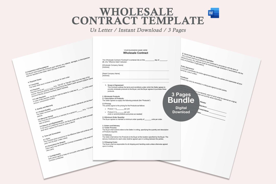 Wholesale Contract,wholesale Contract Template,wholesale Agreement ...