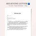 Relieving Letter,relieving Letter Template,relieving Letter Format ...