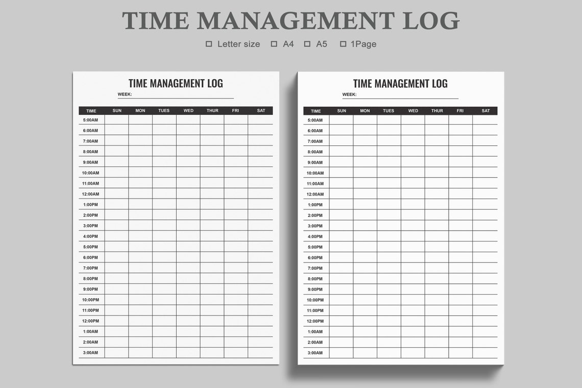 Time Management Logtime Plannertime Logtime Sheetweekly - Etsy