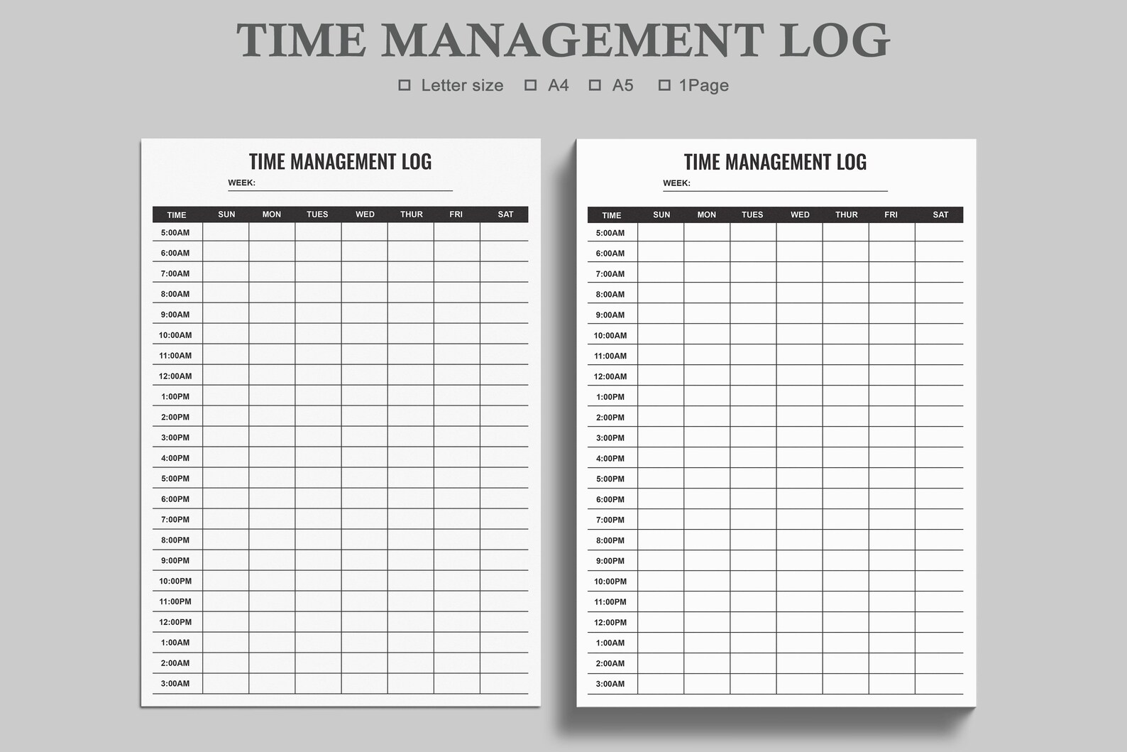Time Management Logtime Plannertime Logtime Sheetweekly - Etsy