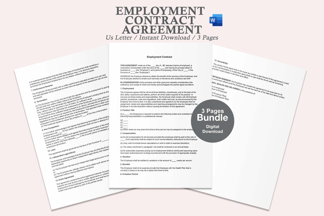 Employment Contract Template,employment Contract,employment Agreement ...