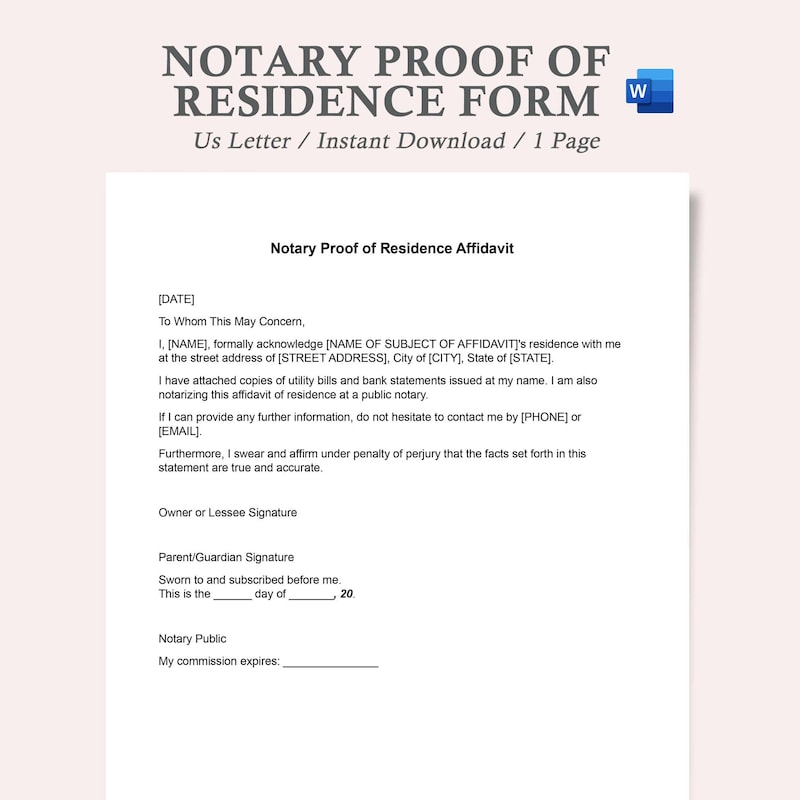 Proof of Residency Letter - Etsy
