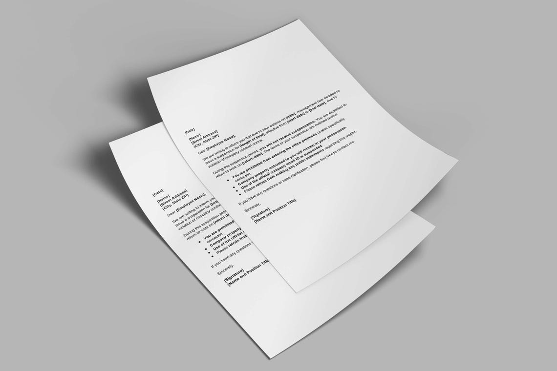 Employee Suspension Letter,letter of Suspension Template,staff ...