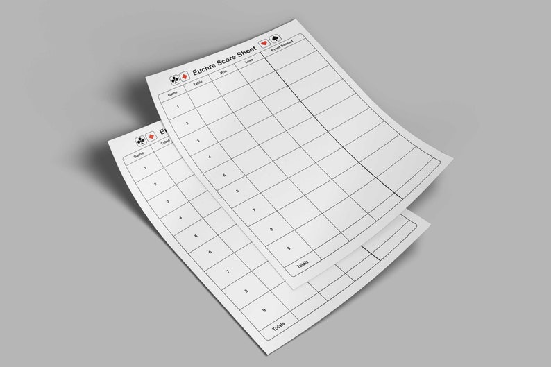 Euchre Score Sheet,euchre Score Cards Printable,euchre Tournament Score ...