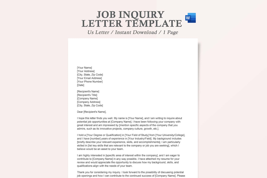 Job Inquiry Letter Template,inquiry Job Letter,inquiry Letter Sample ...