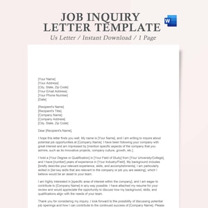 Job Inquiry Letter Template,inquiry Job Letter,inquiry Letter Sample ...