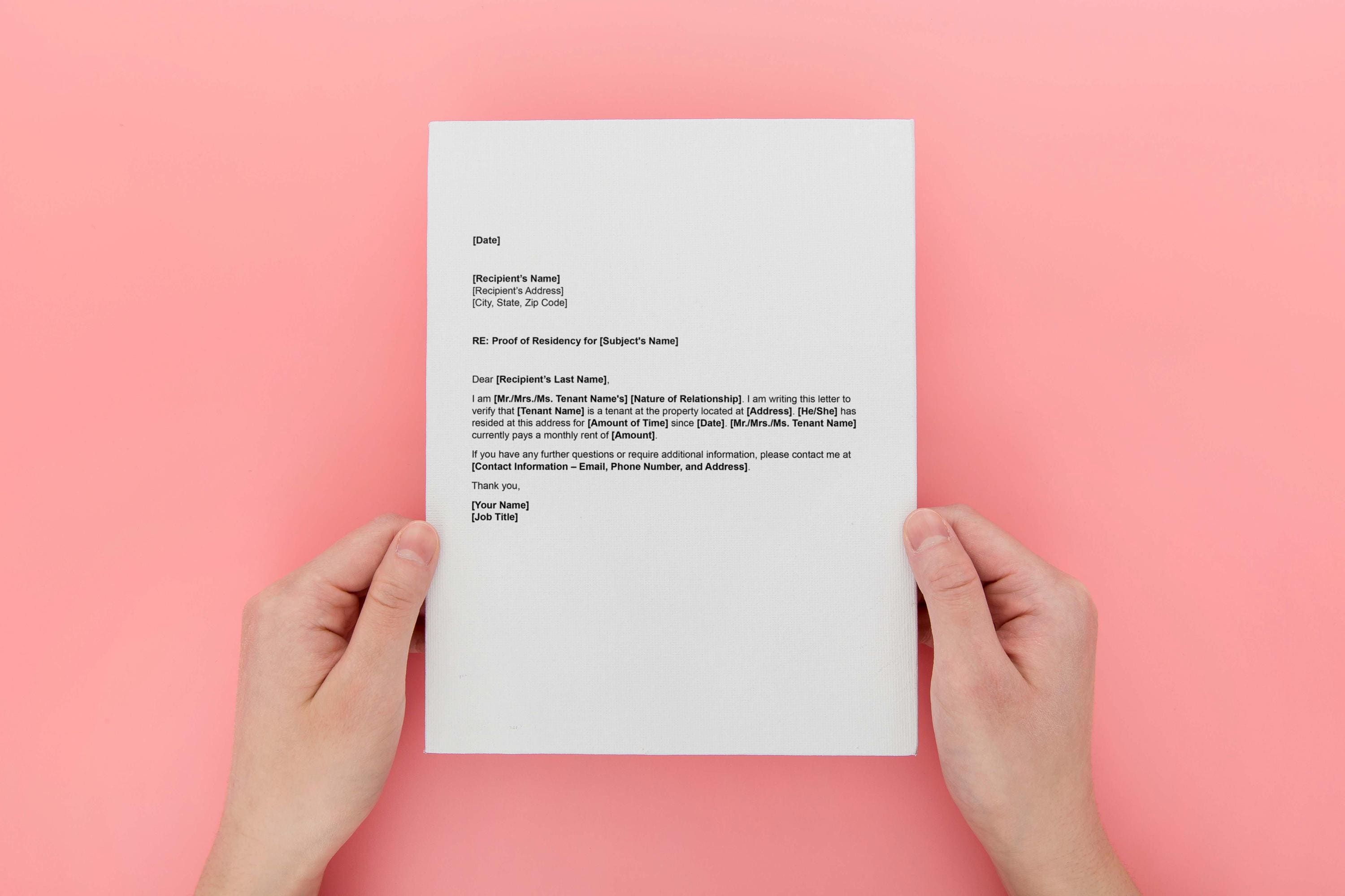 Proof of Residency Letter,letter of Residency,proof of Address Letter ...