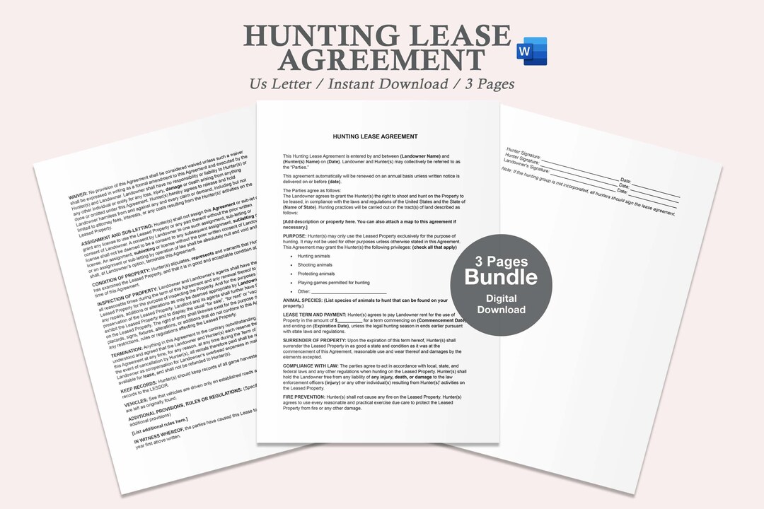 Hunting Lease Agreement,hunting Lease Agreement Template,hunting Lease ...