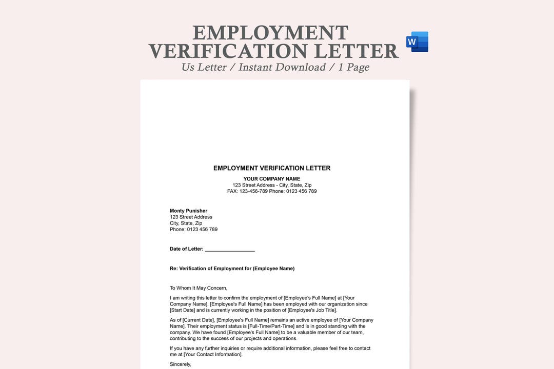 Employment Verification Letter,employment Verification Letter Template ...