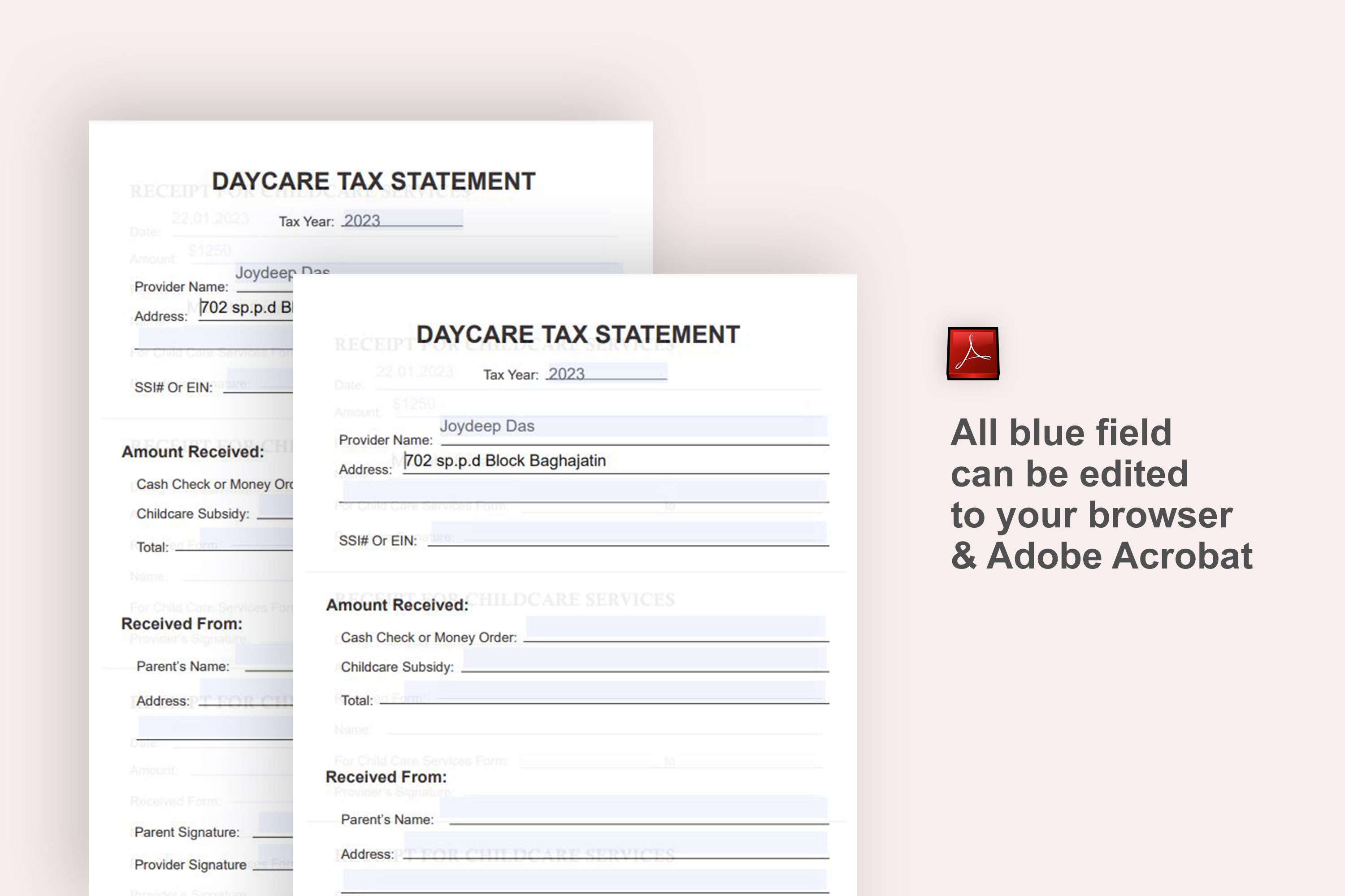 Daycare Tax Statementchild Tax Statementdaycare Tax - Etsy