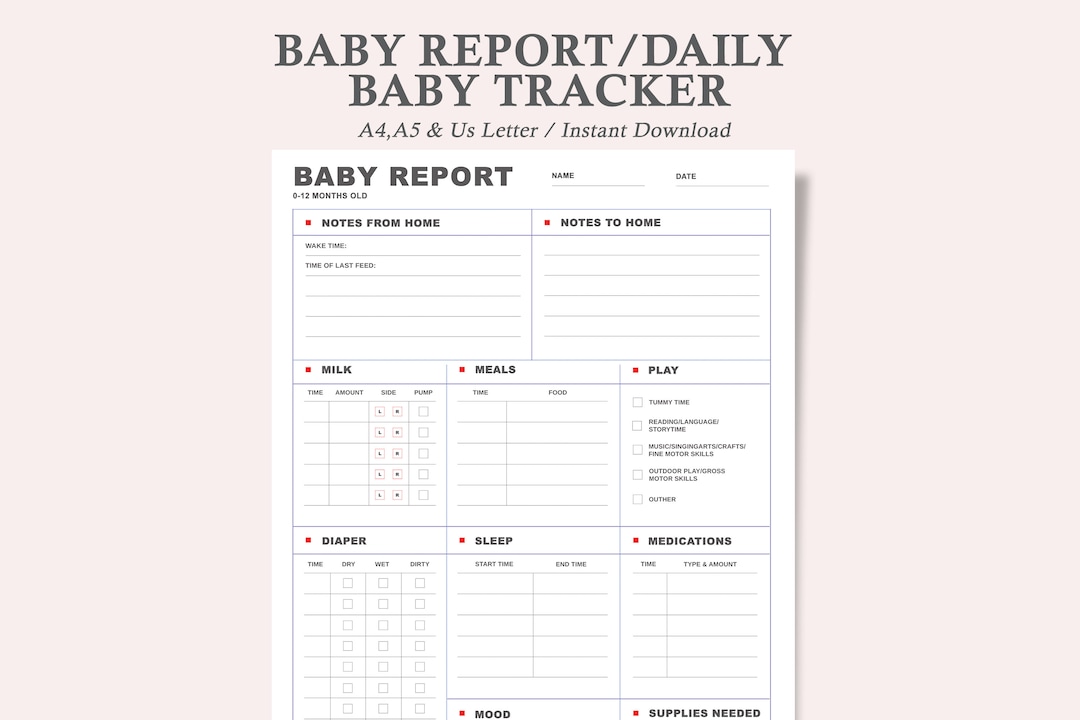 Infant Daily Report for Daycare,infant Daily Report,infant Daily ...