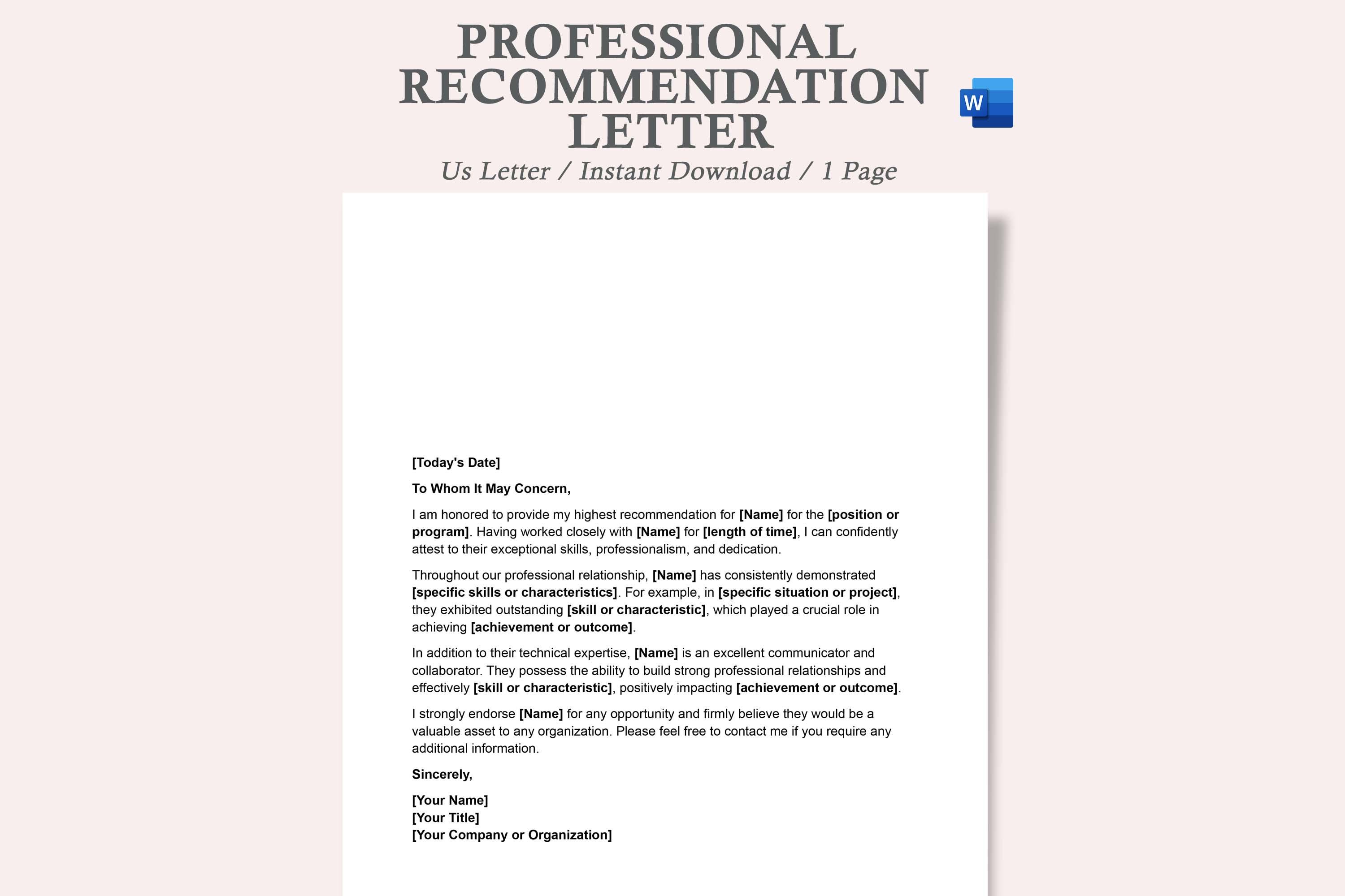 Professional Recommendation Letter,letter of Recommendation ...
