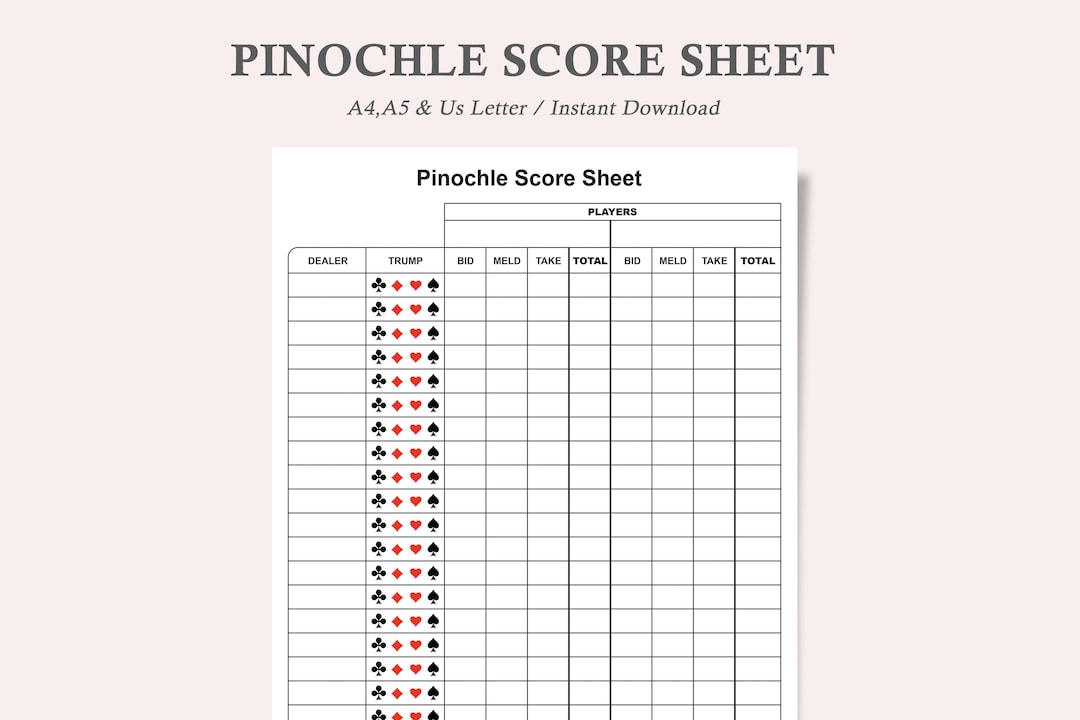Pinochle Score Sheet,pinochle Score Sheet Pdf,pinochle Scoring Chart ...