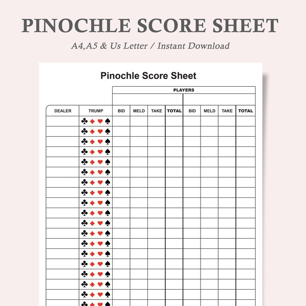 Pinochle Score Sheet - Etsy