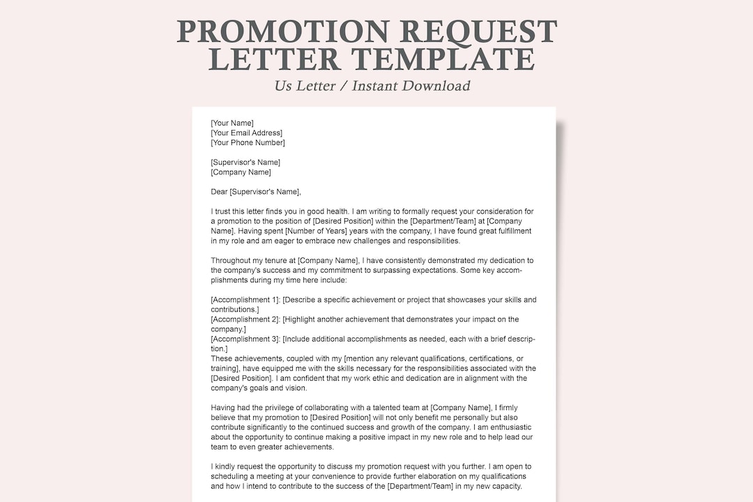 Promotion Request Letter,promotion Offer Letter Template,promotion ...
