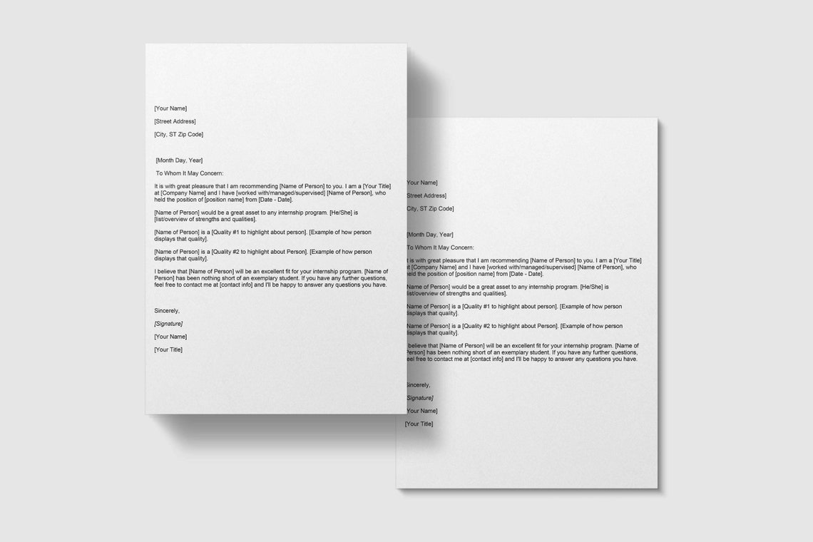 Recommendation Letter Template,professional References Template ...