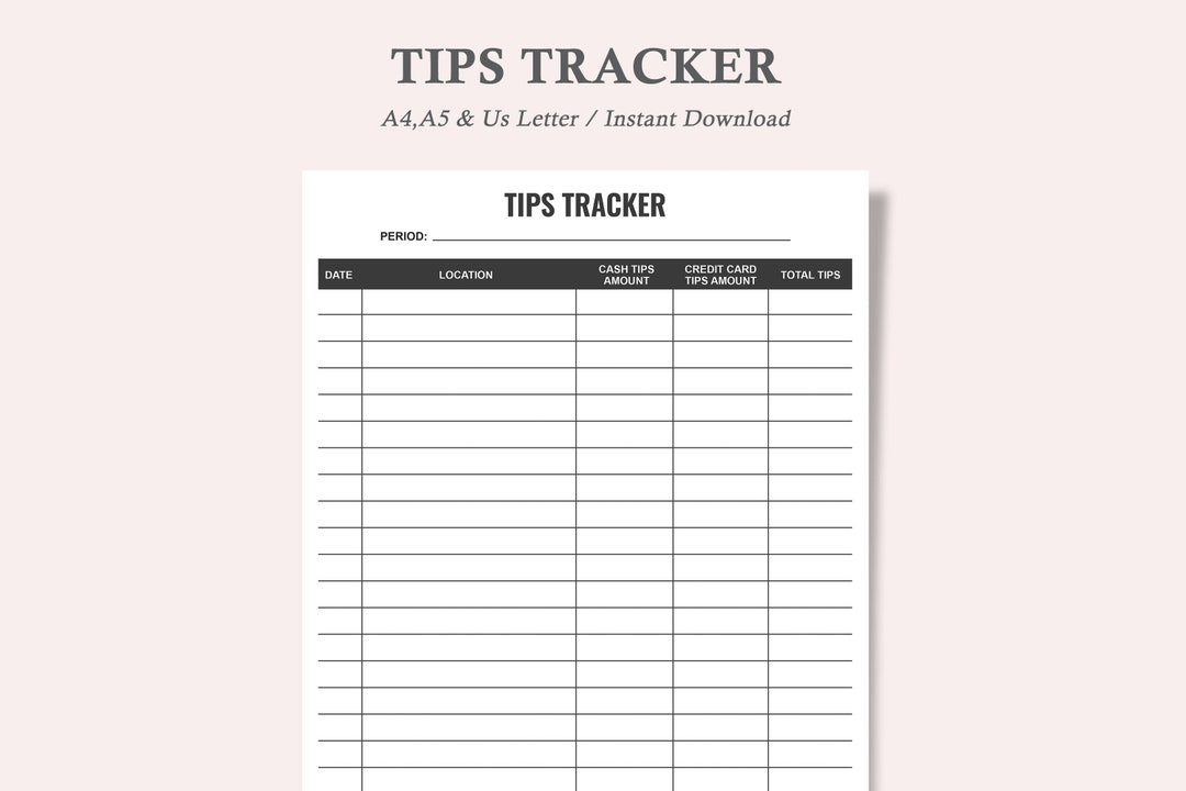 Tips Tracker,tip Log,waiter Tip Tracker,waiter Shift Tracker,shift Tracker,employee Tip Tracker ...