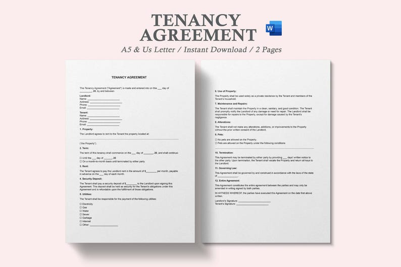 Tenancy Agreement,standard Tenancy Agreement,tenancy Contract Template ...