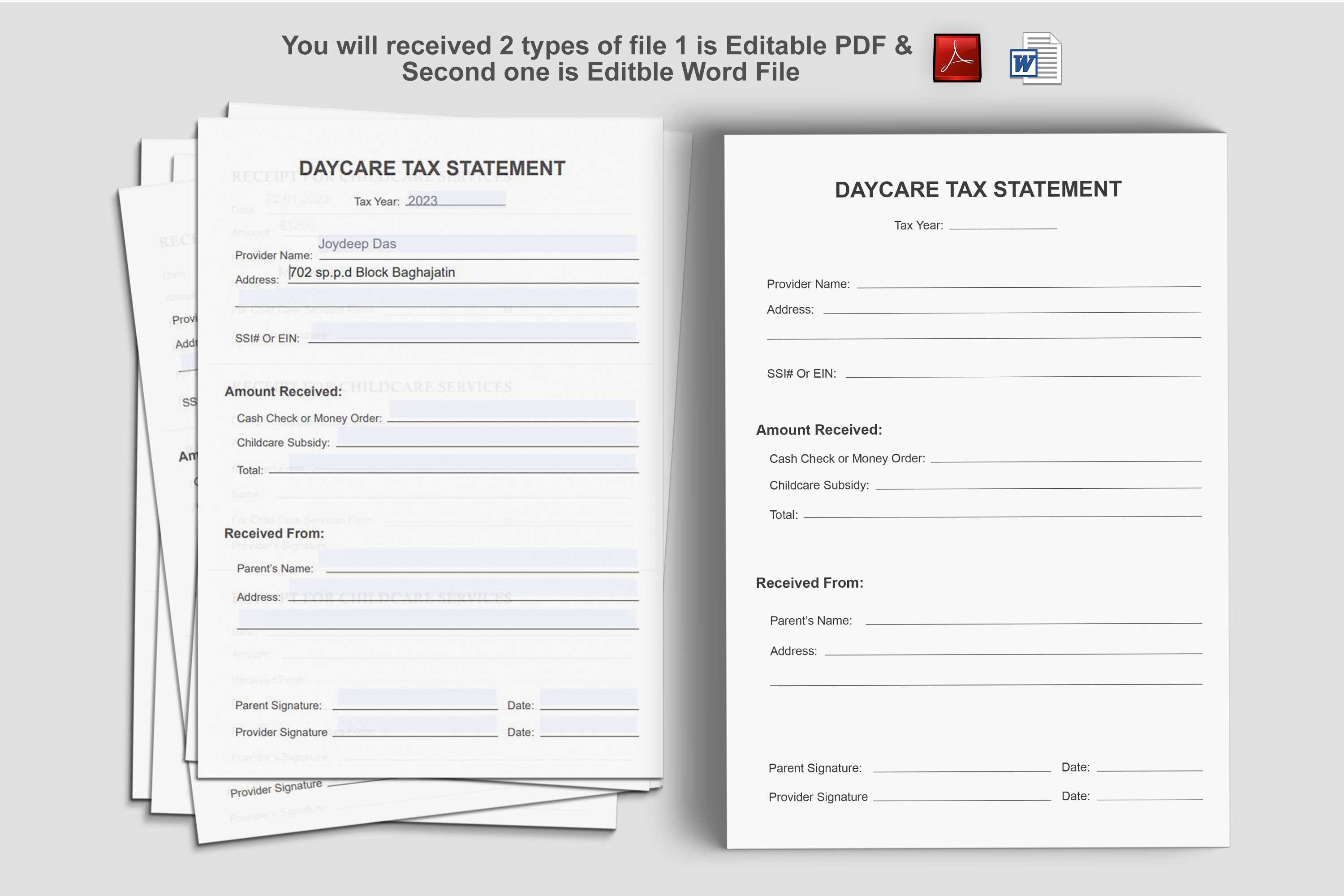 Daycare Tax Statementchild Tax Statementdaycare Tax - Etsy