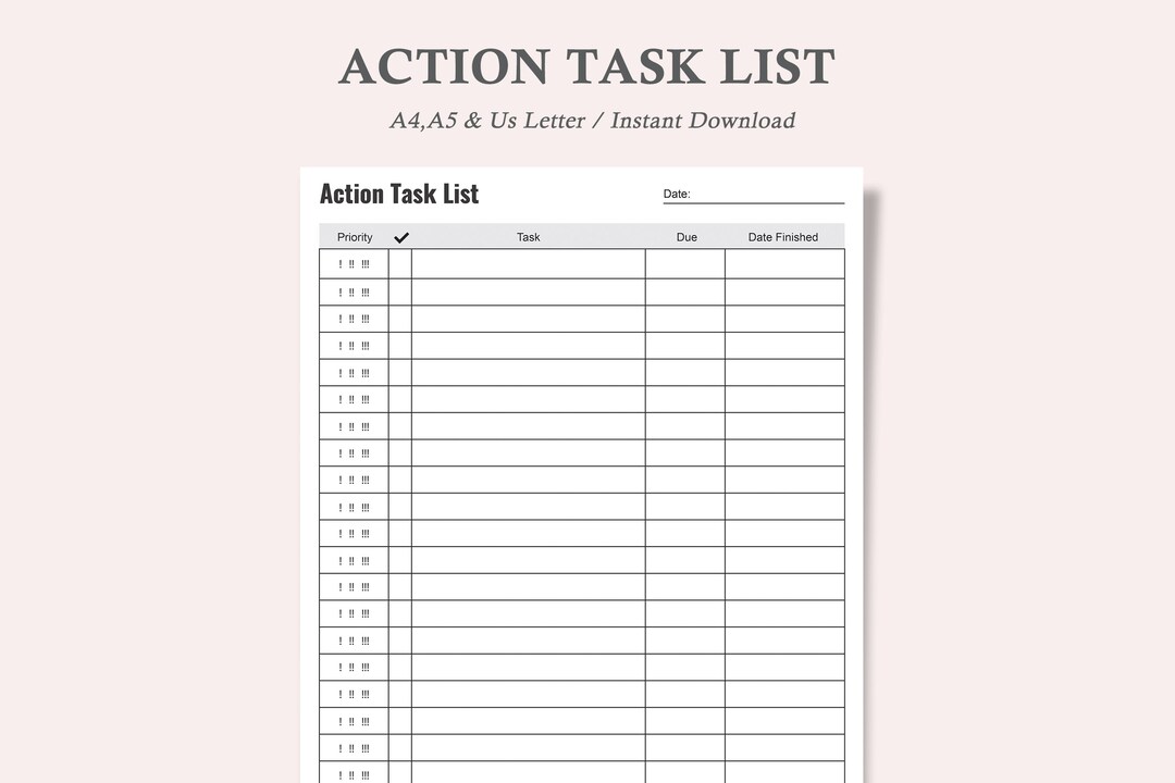 Action Task List,task List,task Tracker,daily Task List,task to Do List ...