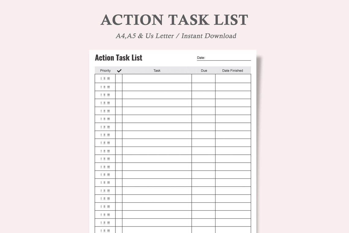 Action Task List,task List,task Tracker,daily Task List,task to Do List ...