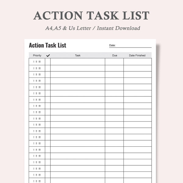 Task Action List - Etsy