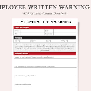 Employee Written Warning From,employee Write Up,employee Warning Notice ...