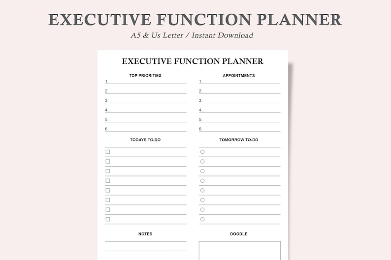 Executive Function Plannerbrain Dump Printablethought - Etsy