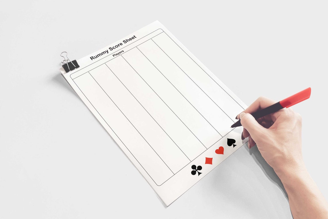 Rummy Score Sheet,game Score Card,gin Rummy,rummy Log,gaming Tracker ...