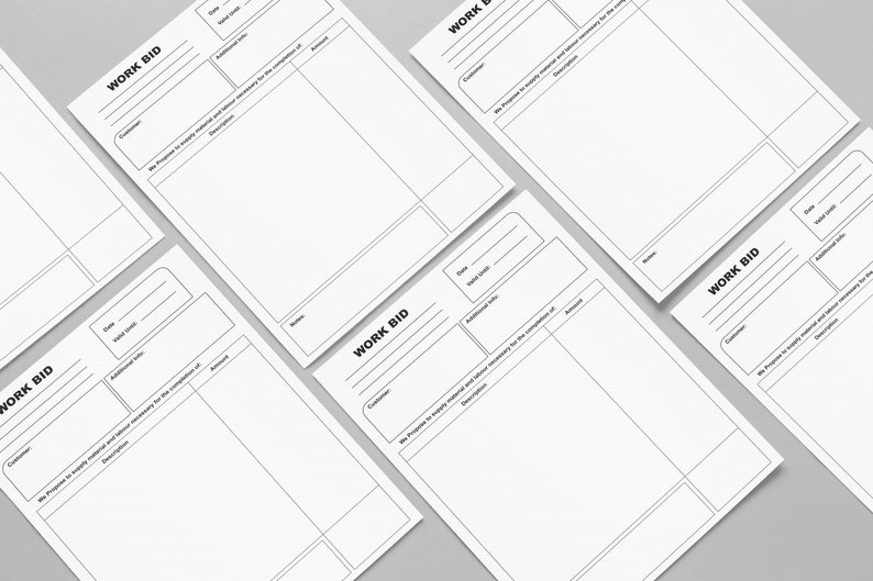 Work Bid Trackerwork Bid Printablejob Proposalcompany - Etsy